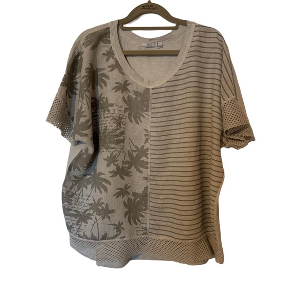 Kaktus | Tops | Kaktus Womens Xl Gray Linen Blend Short Sleeve Top Palm ...